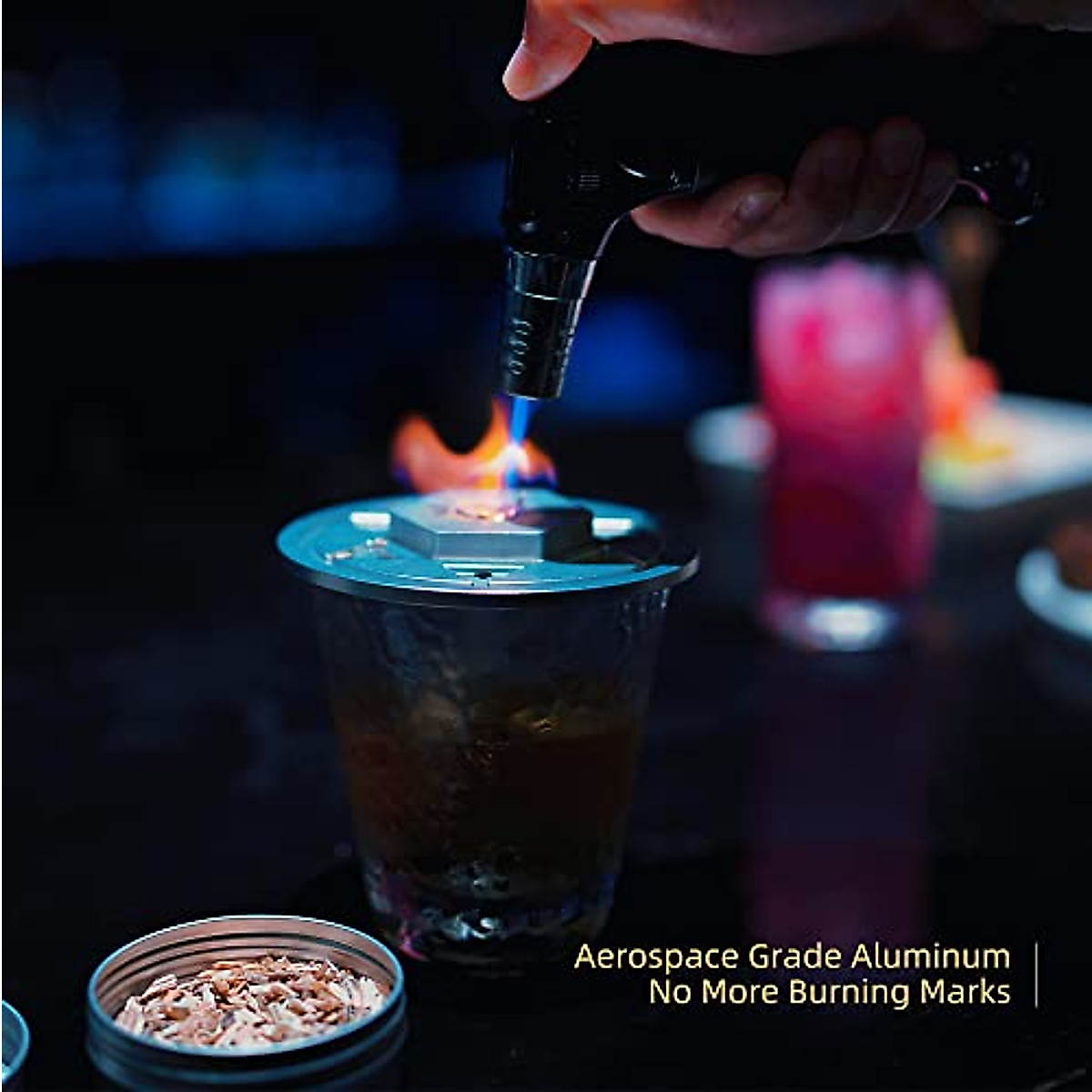 Pro Bourbon Cocktail Smoker Set with Torch- Chip- The Unique Metal Chimney Drink Smoker Kit - Infuse Whisky Wine -Gift for Men/Dad/Husband