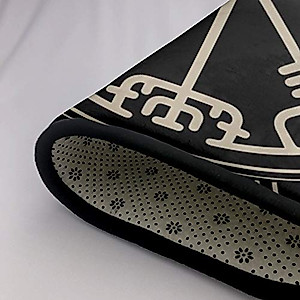 Luxury Area Rugs Thick Anti-Slip Floor Carpet, Black Celtic Viking Design Magical Runic Compass Vegvisir in The Circle of Norse Runes and Dragons Tattoo Decorative, 3 x 5 Feet