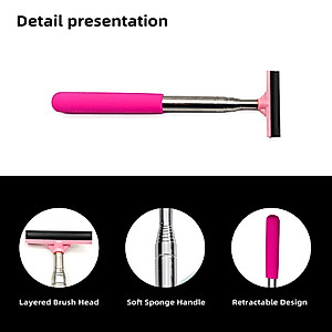 Car Mirror Wiper, Telescopic Auto Mirror Squeegee Cleaner, 97cm Long Handle Car Cleaning Tool Portable Cleaning Tool for All Car/SUV/Truck,Universal Car Accessories(pink)