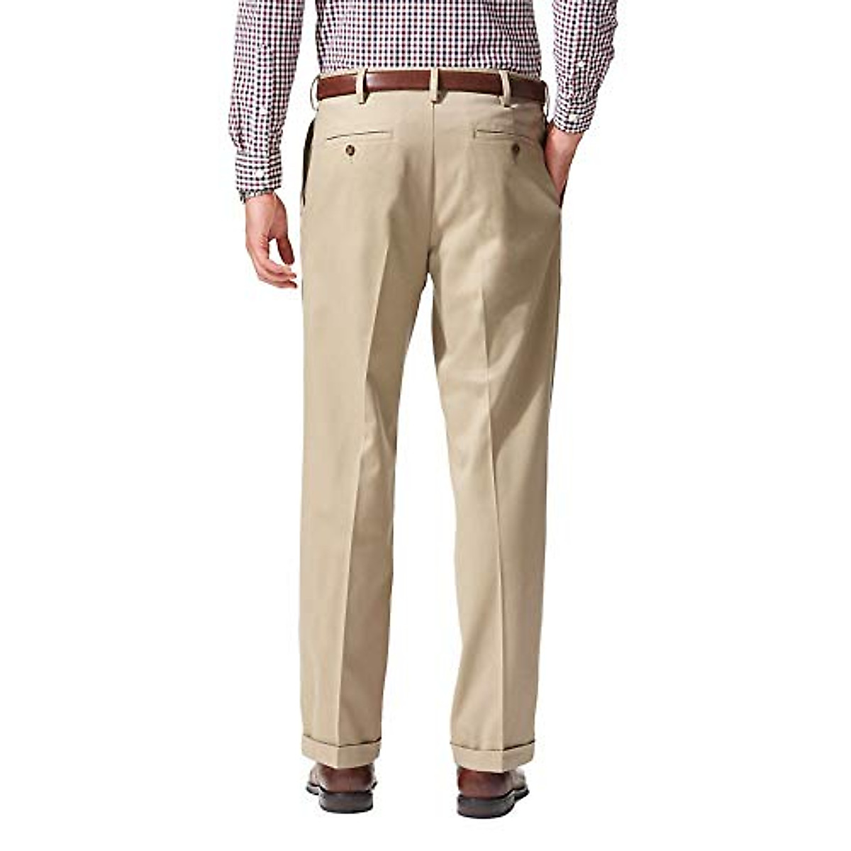 Dockers Men's Relaxed Fit Comfort Pants-Pleated, British Khaki, 40W x 32L