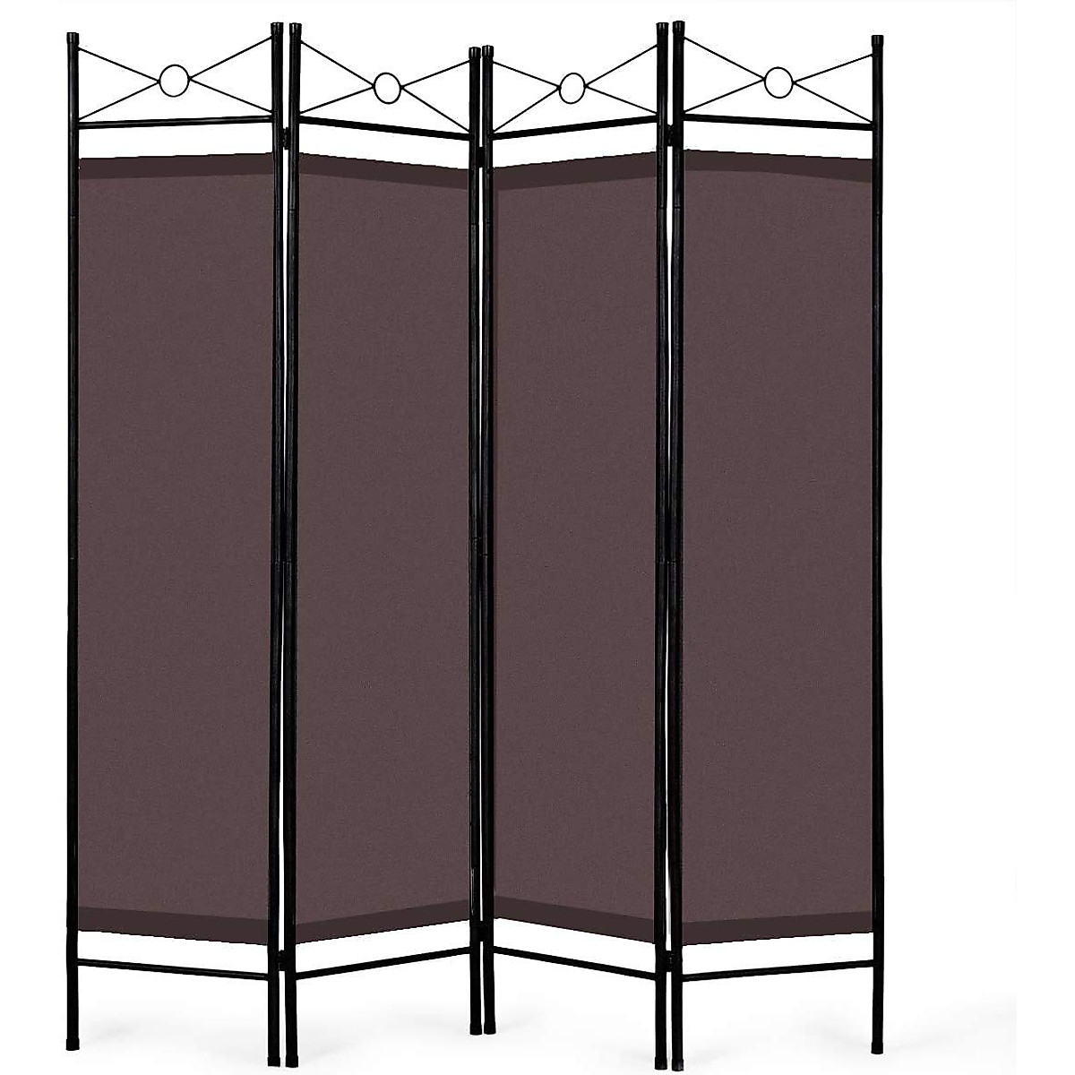 ReunionG 4-Panel Room Divider, 6 FT Wide Steel Frame Screen, Folding Privacy Partition, Freestanding Room Dividers for Home Office (Brown)