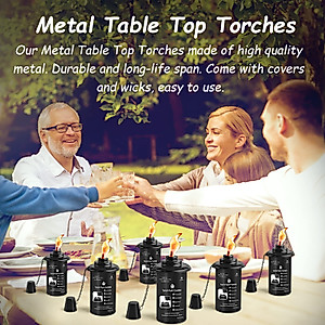 ZSZMFH 16oz Torch Canisters, 6 Pack Bamboo Torch Refillable Replacement Canister, Outdoor Citronella Fuel Torch Canister with Wicks and Covers,for Luau Party, DIY Garden Decor.