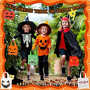 Hpscdyo 24 Pcs Halloween Treat Bags, 6 Cute Halloween Patterns Laminated Non-Woven Candy Tote Gift Bags with Handle for Kids' Halloween Trick or Treat Party Favor Supply