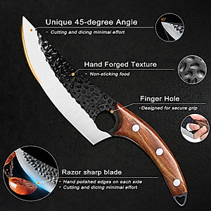 Bicico Butcher Knife, Viking Knife with Sheath, Japanese Hand Forged Meat Cutting Chef Cleaver Portable Survival Bushcraft Belt Knife, Ultra Sharp Kitchen Knife for Outdoor Camping Hunting BBQ