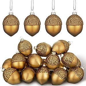 Lyrow 12 Pcs Christmas Acorn Ornaments Artificial Acorn Decor Farmhouse Small Hanging Ornament for Christmas Tree Plastic Mini Fake Acorns for Crafts Xmas Winter Party Decorations (Bronze)