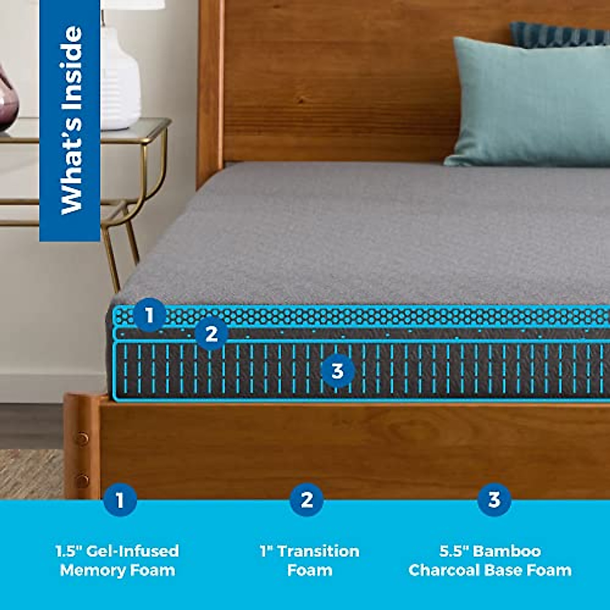 Linenspa 8 Inch Gel Memory Foam Mattress, Plush, California King