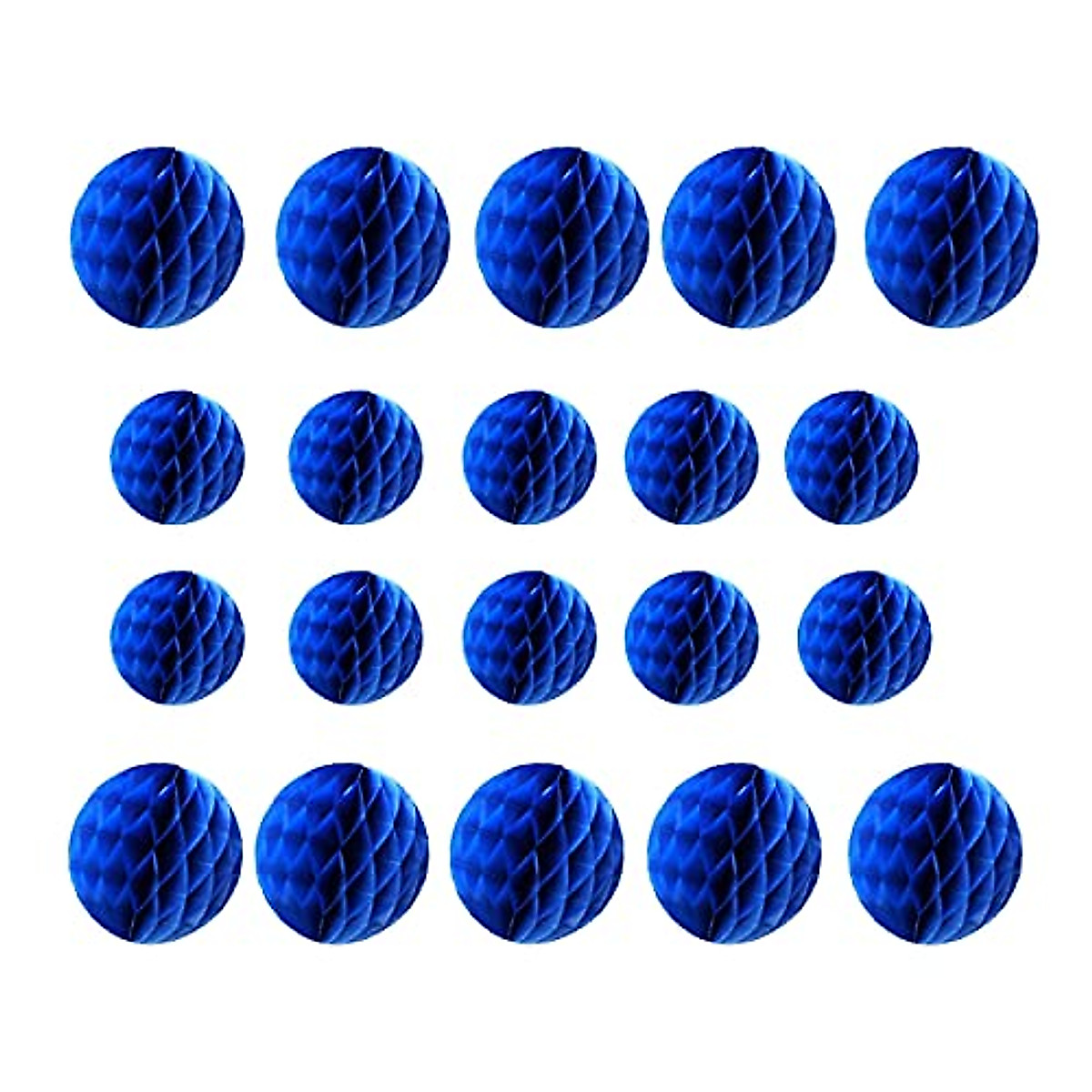 ZGjoy 20pcs Honeycomb Flower Balls Party Honeycomb Balls Decoration Paper Flower Balls Tissue Paper Flower Ball Pom Poms Ball for Baby Shower Birthday Wedding Home Decor(3in+6in, Royal Blue)
