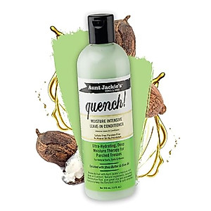 Aunt Jackie's Curls and Coils Quench Moisture Intensive Leave-In Hair Conditioner for Natural Curls, Coils and Waves, Enriched with Shea Butter, 12 oz