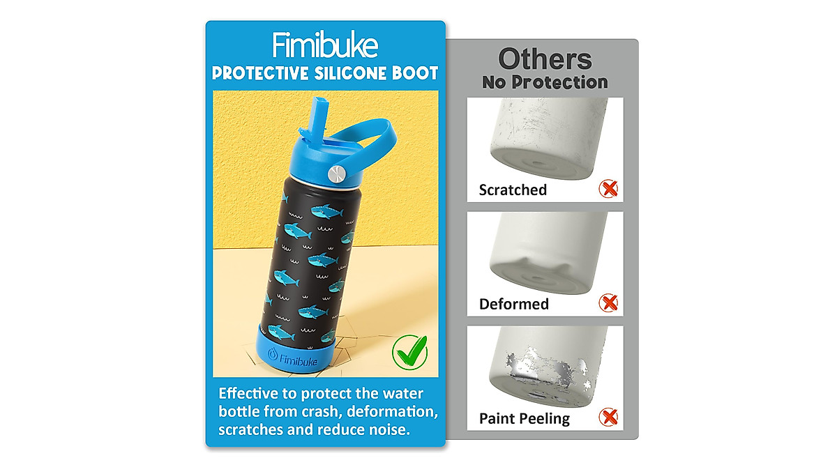 Fimibuke Kids Insulated Water Bottle 18oz - Durable Stainless Steel ...