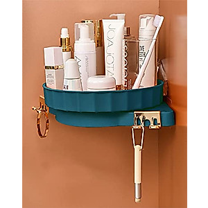 Creamoon 1 PCS Corner Shower Box Shelf,Wall-Mounted Aluminum Glue Shower Shelf,Toilet,Shampoo,Storage Shelf for Bathroom and Kitchen,No Drilling(Green) Y7TK19D047162JS