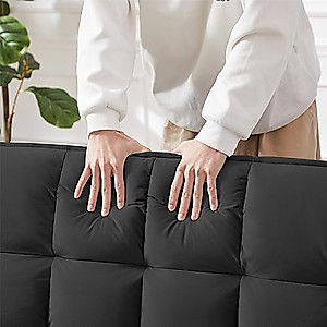 Polibi Convertible Sleeper Sofa Bed, Modern Velvet Loveseat Futon Sofa Couch w/Pullout Bed, Lounge Sofa w/Reclining Backrest, Toss Pillows, Storage Pockets, Black