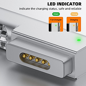 AreMe USB C to Magnetic T-Tip Charging Adapter, 90 Degree USB Type-C to Magnetic 2 T-Head 100W Power Fast Charging Converter for 2013-2015 MacBook Pro Air