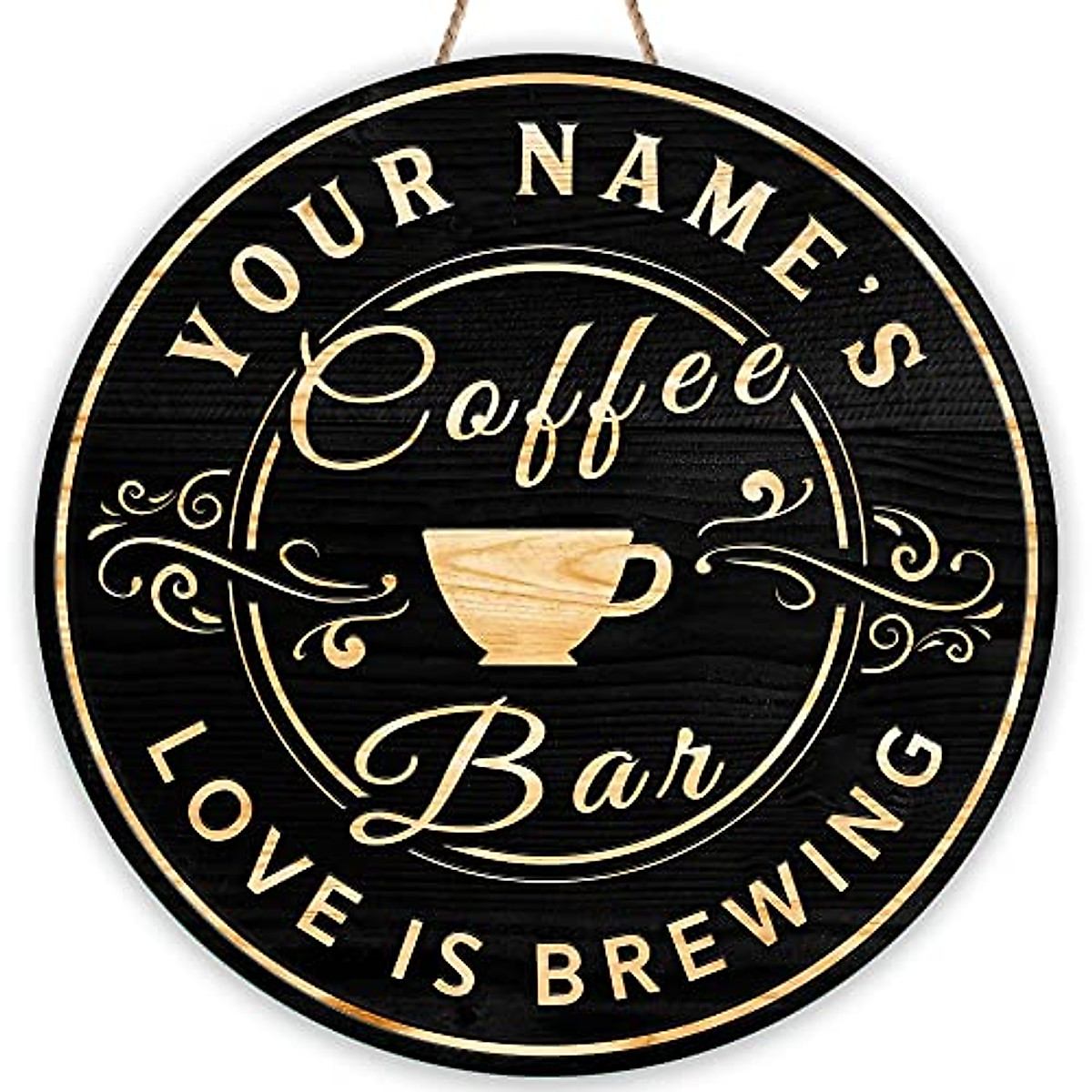 WODORO Custom Coffee Bar Wood Sign (Not Carved or Neon Sign), Kitchen Decor Wall Plaque, Personalized Gifts for Coffee Lovers, Espresso Cappuccino Latte Coffee & Tea Bar, Coffee & Wine Bar Sign (01)