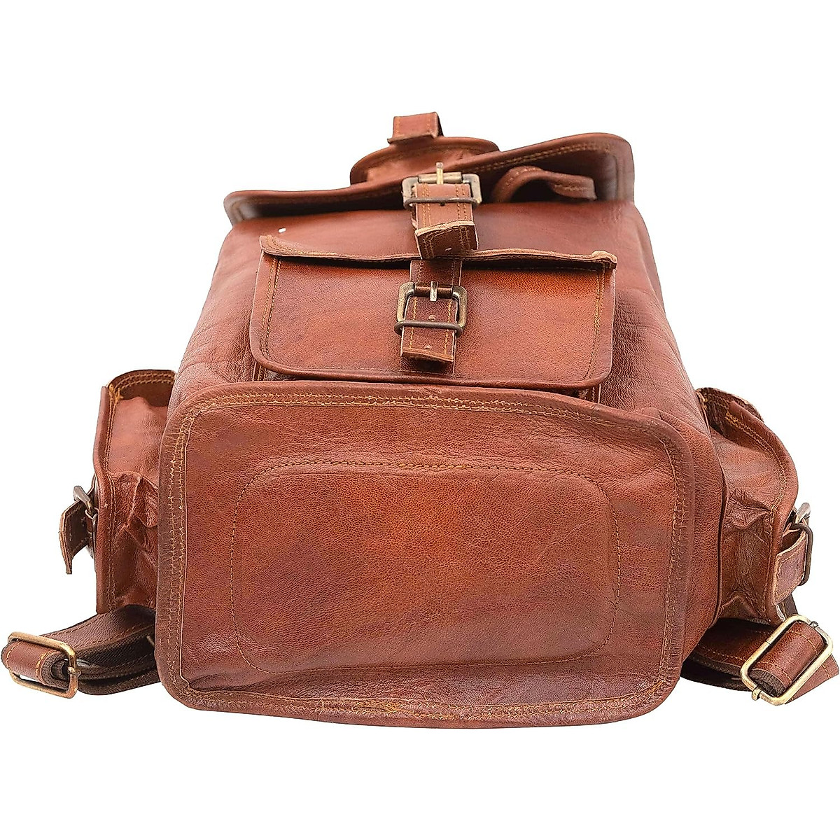 Shy Shy Let’s Touch The Sky Rustic Vintage Leather Backpack Travel Rucksack knapsack Daypack Bag for Men Women Brown (20 X 10 X 8 inches)