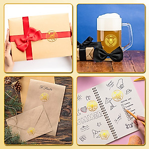 Gueevin 400 Pcs Bee Gold Foil Stickers Gold Envelope Seal Stickers Clear Envelope Seals Self Adhesive Stickers for Greeting Invitation Thanksgiving Christmas Birthday Wedding Party Gift Wrapping