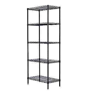 Imseigo 5-Shelf Adjustable Standing Shelf Units, Heavy Duty Storage Shelf Wire Shelving Unit Storage Shelves, Steel Organizer Wire Rack for Garage, Pantry, Closet, Kitchen, Laundry (Black)