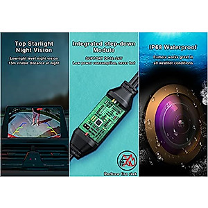 HD Backup/Front/Side View Camera with Gold Rim, GreenYi AHD 720P Reverse Rear Cam for Car, SUV, RV, Trailer, Camper, Van, Pickup, Metal Shell, Adjustable Fisheye Lens, 170 Degrees Viewing Angle(Black)