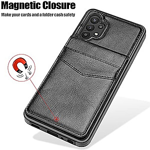 LakiBeibi Galaxy A32 5G Case, Dual Layer Lightweight Premium Leather Galaxy A32 5G Case Wallet with Card Holders Magnetic Lock Flip Protective Phone Case for Samsung Galaxy A32 5G (2021), Black