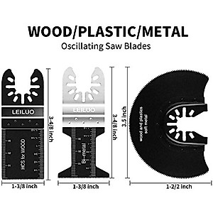 Oscillating Saw Blades LEILUO 24 PC Multitool Blades for Wood Metal Plastics Oscillating Tool Blades Fit DeWalt Bosch Milwaukee Craftsman Dremel Rockwell Fein Porter-Cable Chicago Ridgid Makita Ryobi