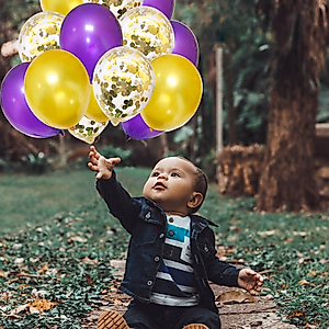 30PCS Purple and Gold Confetti Balloons Party Decorations for Birthday Retirement Bridal Shower Congrats Graduation Supplies Wedding Anniversary Suplies…