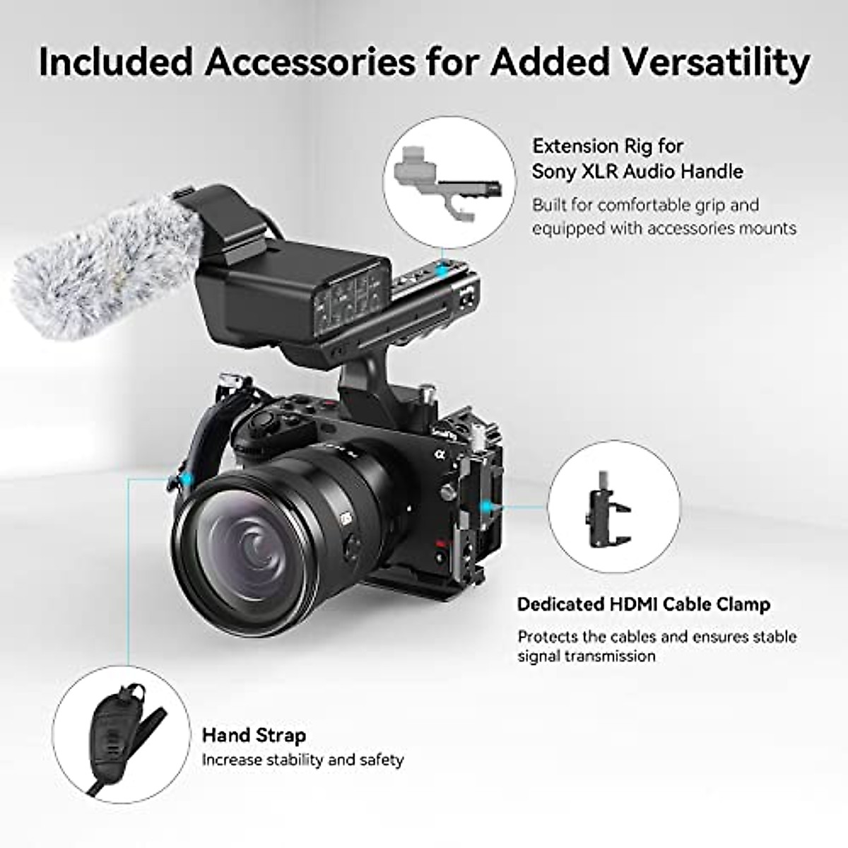SmallRig Handheld Cage Kit for Sony FX30 FX3 with XLR Handle Extension Rig, Wrist Strap and Clamp for HDMI Cable - 4184