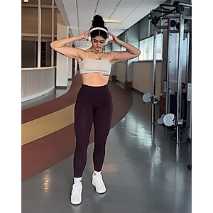 ALTERWEGAL Amplify Workout Leggings for Women Buttery Soft Seamless High Waist Butt Lifting Gym Fitness Girl Active Yoga Pants Purplish Brown