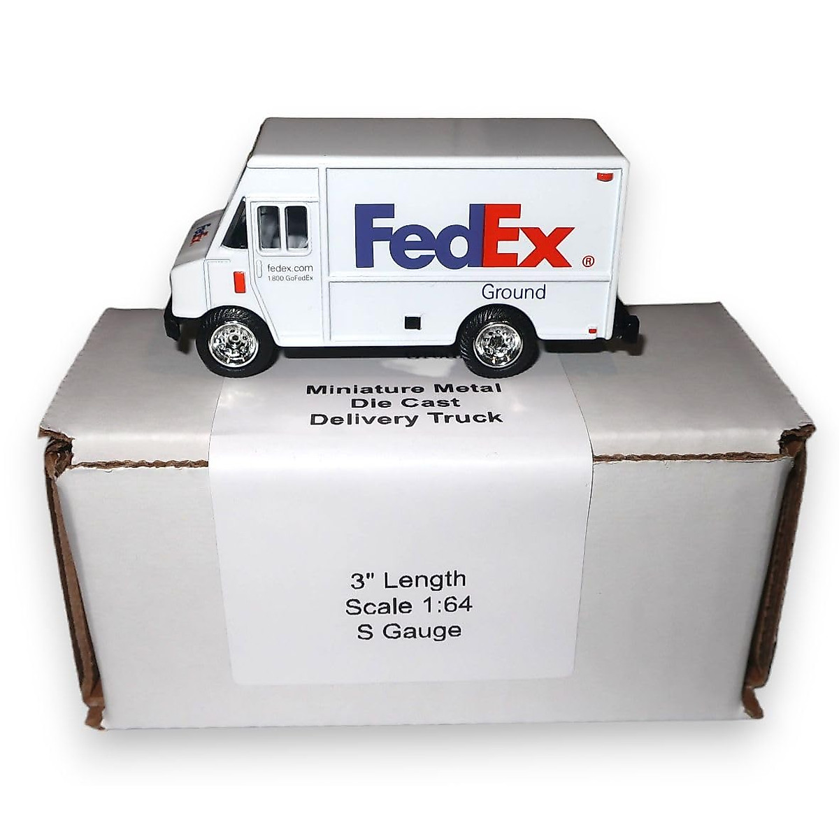 FedEx Ground Miniature Delivery Truck - 3" Length - Scale 1:64 - Gauge S - Sold as a Display or Collectable Item, Not as a Child's Toy