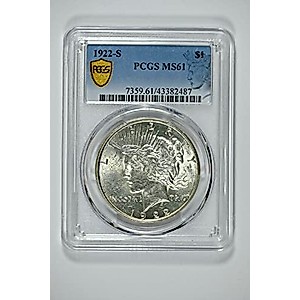1922-S - PEACE DOLLAR - CHOICE UNCIRCULATED - SILVER DOLLAR