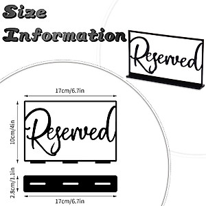 6 Pieces Reserved Signs for Wedding, Party, Acrylic Reserved Table Signs Reserved Seating Signs for Tables chairs Restaurant Special Events