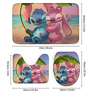 fmsnupz Cartoon Shower Curtain 4PCS Set, Cute Bathroom Decor with Non-Slip Rugs, Toilet Lid Cover and Bath Mat, Waterproof Fabric Shower Curtains with 12 Hooks, 70.8"x70.8"