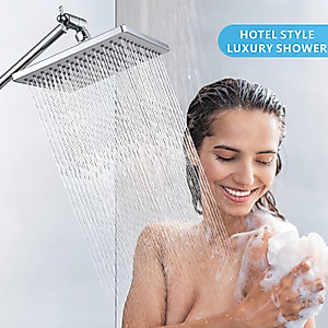 Voolan High Pressure Rain Shower Head, Luxury Modern Look, The Perfect Adjustable Replacement For Your Bathroom Shower Heads, Comfortable Shower Experience Even at Low Water Flow (Chrome)
