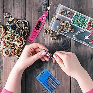 Uolor Electric Corded Hand Drill Kit, Electrical Pin Vise Set with 17Pcs Drill Bits 10Pcs Collet and 200Pcs Screw Eye Pin for Wood Resin Plastic Polymer Clay Keychain Pendant Earring Jewelry Making