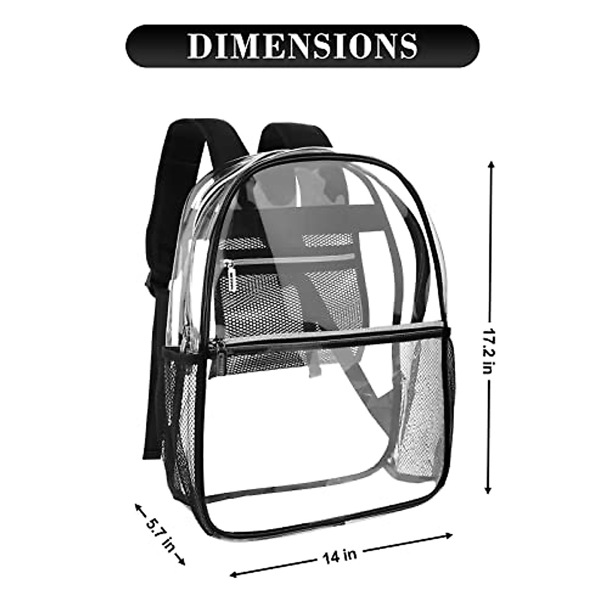 Neurora Heavy Duty Transparent Clear Backpack See Through Backpacks with Reinforced Strap for College Workplace