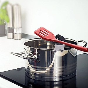 Cabilock Black Spoon Rest 2pcs Stainless Steel Pot Spoon Holder Pot Clip Spoon Rest Anti- Scald Spatula Holder Pot Clip Kitchen Utensils Gadgets Black Pot Spoon Holder