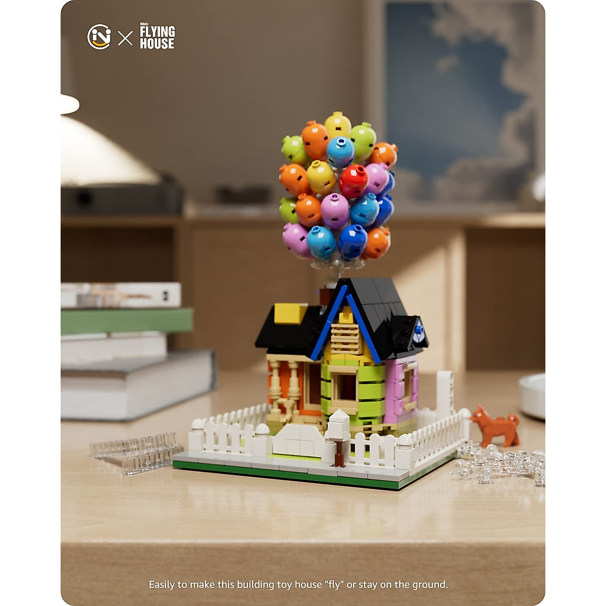 Nifeliz Up Balloon House Building Set for Teens and Adults, Creative Building Block, Girl Toys for Christmas and Birthday Gifts, Creative Suspended Gravity Flying House Bricks Model Set.(635 pcs)