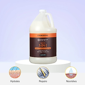 Ginger Lily Farms Botanicals Men's 3-in-1 Shampoo, Conditioner & Body Wash, 100% Vegan & Cruelty-Free, Energizing Scent, 1 Gallon (128 fl oz) Refill
