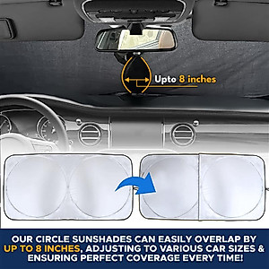 EcoNour Car Windshield Sun Shade | Reflective Sunshade for Ultimate Protection | Overlapping Design | 240T Polyester | Fits Small Sedans, Mini SUVs, Hatchbacks | Medium (64x32 inches)