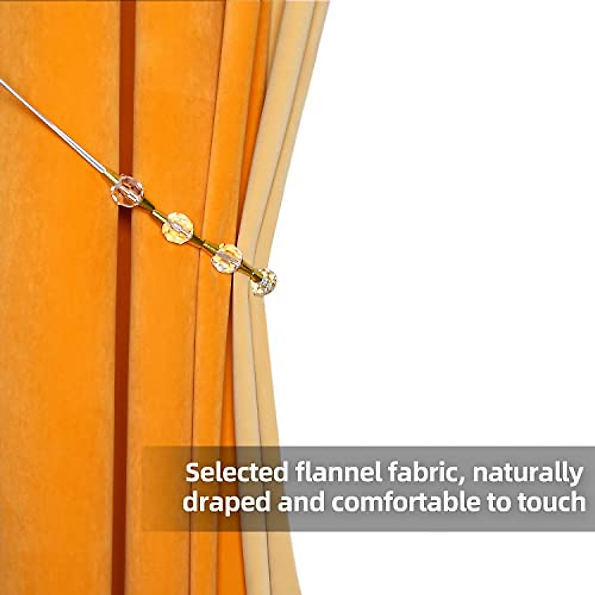 JYXIUBS Velvet Curtains 95 Inches Long, Velvet Blackout Curtains with Color Block Room Darkening Window Curtains for Bedroom Living Room, 2 Panels 52 x 95 Inch, Orange and Camel