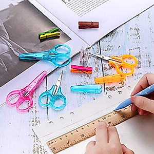 Detail Craft Scissors Set Stainless Steel Scissors Straight Tip Scissors Curved Tip Scissors with Protective Cover for Facial Hair Trimming, Sewing, Crafting, DIY Projects (6 Pieces)