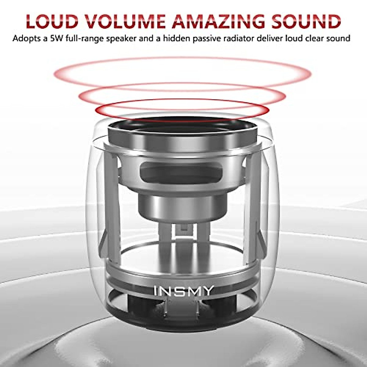 INSMY Small Bluetooth Speaker, Mini Portable Wireless Speaker, Punchy Bass Rich Audio Stereo Pairing, Handheld Pocket Size 10H Playtime Built in Mic for Hiking Biking Gift Laptop Tablet