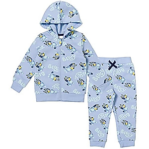 Bluey Little Boys Fleece Zip Up Hoodie Set Blue 7