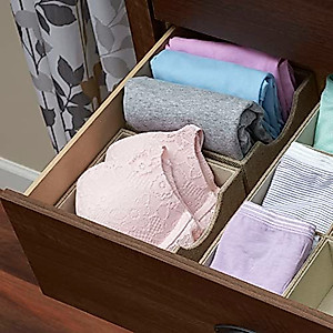 Household Essentials Double Accessory Organizer Tray, Small Square Organizer, Sleek and Stylish, Sturdy Frame with Fabric Covering, Brown