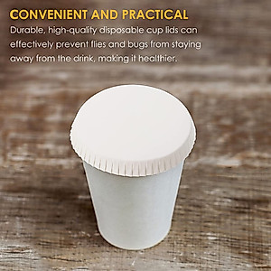 YARNOW Paper Mug Covers Cups with Lids 100Pcs Disposable Paper Cup Cover White Paper Drink Cup Lids Round Paper Coffee Cup Covers for Hotel Cafe Bar 7.5CM Ice Cream Cups with Lids Ice Cream Cups