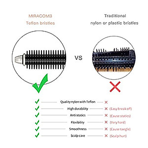 MIRACOMB Hair Curler Straightening Brush Ceramic Tourmaline Cool Touch PRO Multi Styler with 5 Heat Adjustments 1 Inch Barrel Auto Shut Off, Pearl White (Package May Vary)