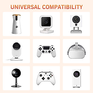 30FT Flat Power Extension Cable for Wyze Cam v4/v3/OG/v3 Pro, Blink Mini, Kasa Indoor, Blink Mini Pan, SimpliSafe, 9m Long Micro USB Charging Cord with 5V 2A Adapter(Not for Wyze Pan v3)