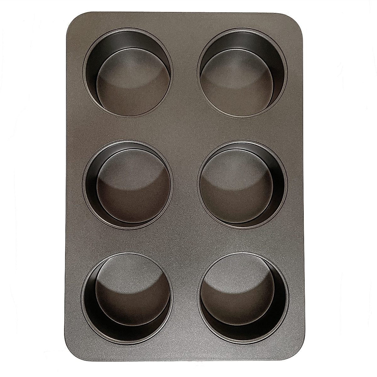 Elesinsoz 6 Cup Straight Edge 2.6 inch Muffin Cupcake Pan Nonstick Whoopie Pie Egg Frittata Cornbread Quiche Cheesecake Biscuit Cake Baking Tin Tray Mold for Toaster Oven Air Fryer