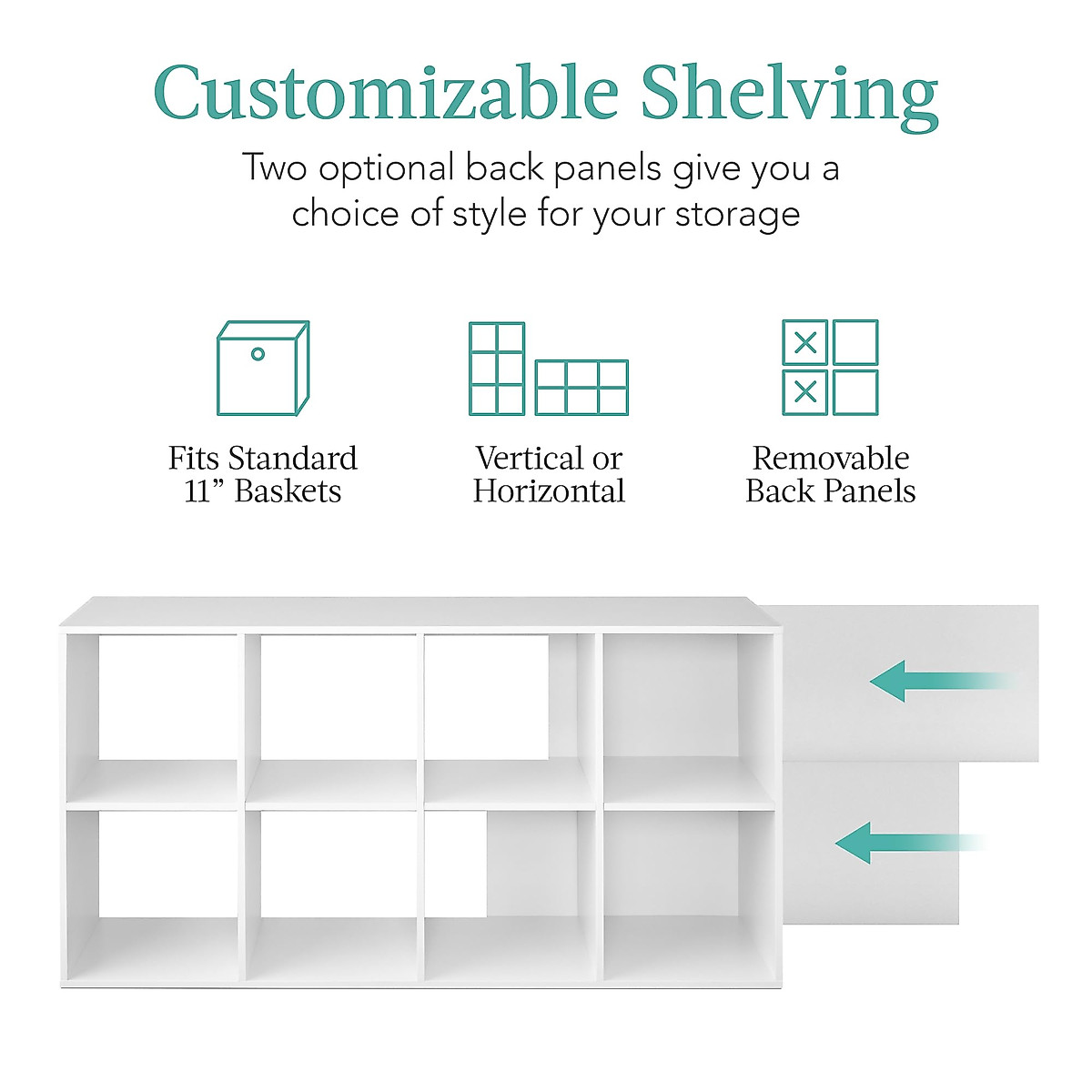 Best Choice Products 8-Cube Storage Organizer, 11in Shelf Opening, Bookcase, Display Shelf, Customizable w/ 3 Removable Back Panels – White