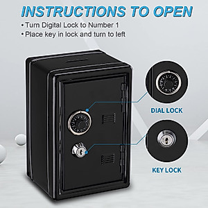 Younion Money Safe and Cash Lock Box, Mini Size Security Safe Box for Money Jewelry and valuables, 4.6"x 4.2"x 6.9" Pink