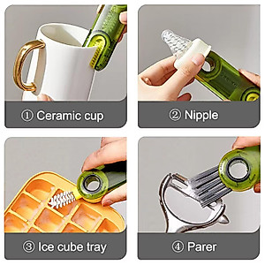 Bottle Brush 3 in 1 Multifunctional Crevice Cleaning Brush for Bottle Gap Tight Spaces Cup Kitchen Brush Small Silicone Bottle Brush Cleaner (3 Pack)