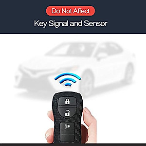 2pcs Compatible with Nissan 3 Button Smart Key Fob Carbon Fiber Looks Silicone Case Key Fob Cover for 2002-2017 Nissan Pathfinder Quest Sentra Xterra X-Trail Altima Armada Frontier, Infiniti FX35 45